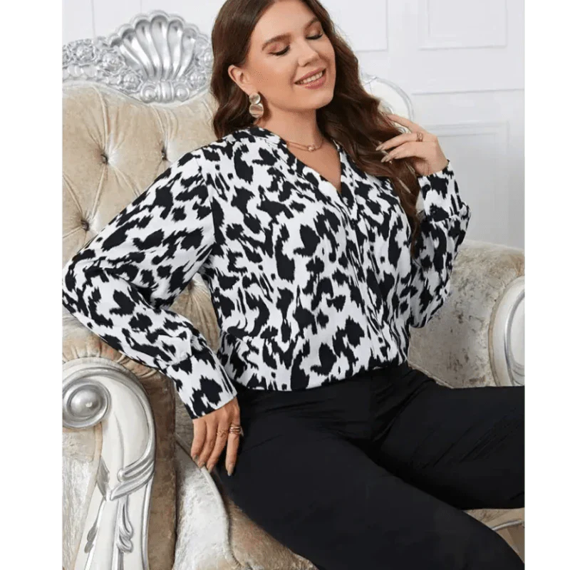 Black and white leopard print blouse - Leopard Style